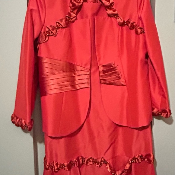 Ashro | Dresses | Elegant Red Satin Dress Suit By Ashro | Poshmark